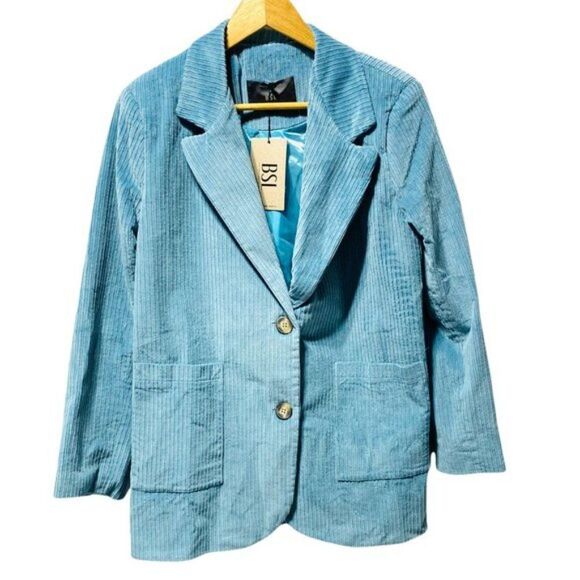 BSL | Jackets & Coats | Bsl Corduroy Classic Fit Blazer Teal Blue ...
